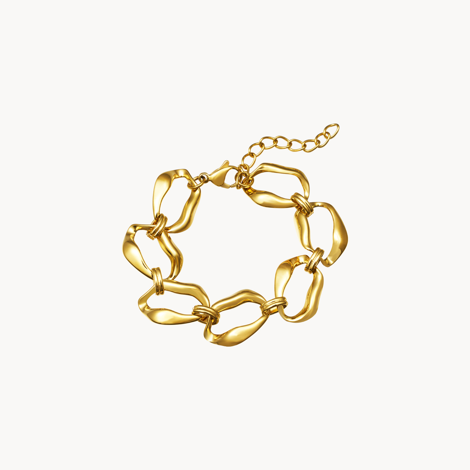 Armband Stahl - 16 + 5 cm - Unregelmäßiges Glied - Goldfarbe und ...